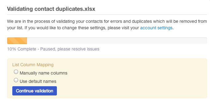 List Validation Settings | CallFire